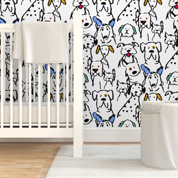 Dog Wallpaper Color Pop Doodle Dog Peel and Stick Removable Woven ...