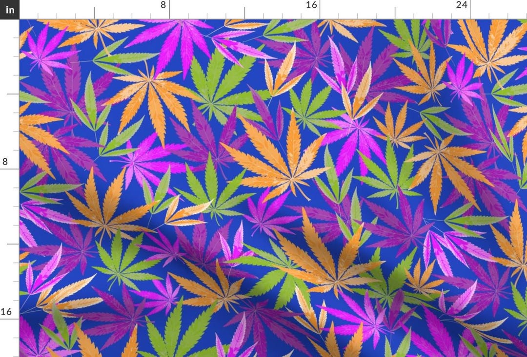 Marijuana Fabric - Colorful Marijuana Leaves by Mariafaithgarcia ...