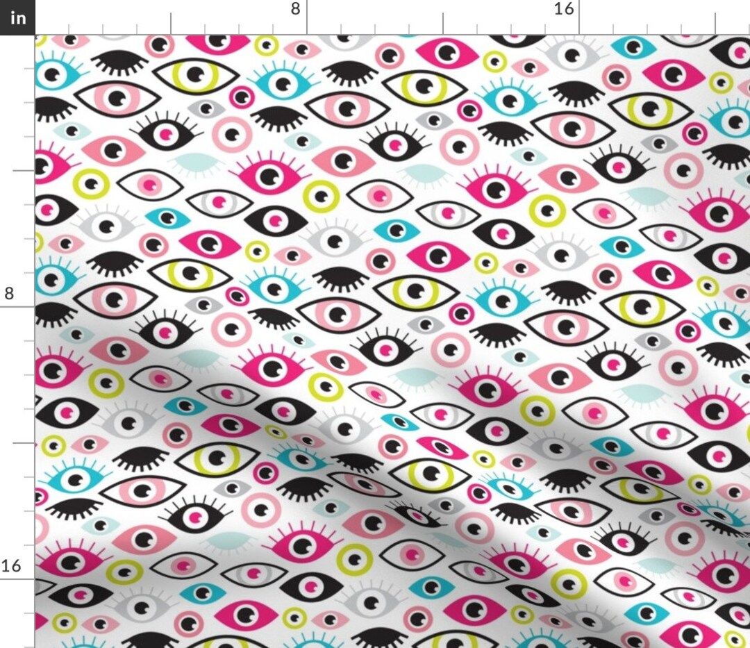 Eyes Fabric Beautiful Eyes Retro Eye Lash and Love Wink - Etsy