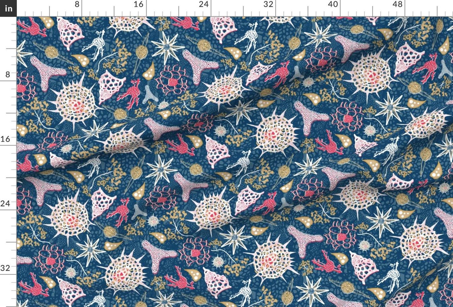 Microorganism Fabric - Protozoans by Winkeltriple - Blue Pink Biology ...