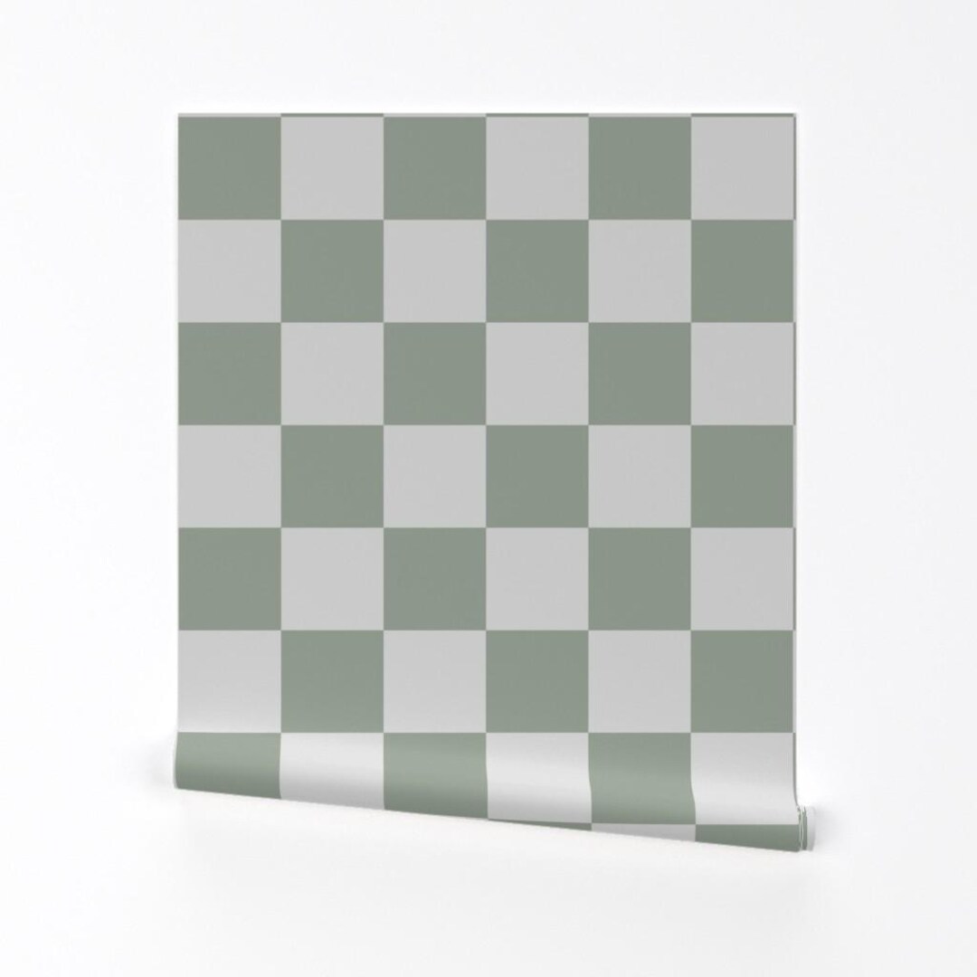 Green Checkers Removable Peel and Stick Wallpaper - Reen Retro Modern ...