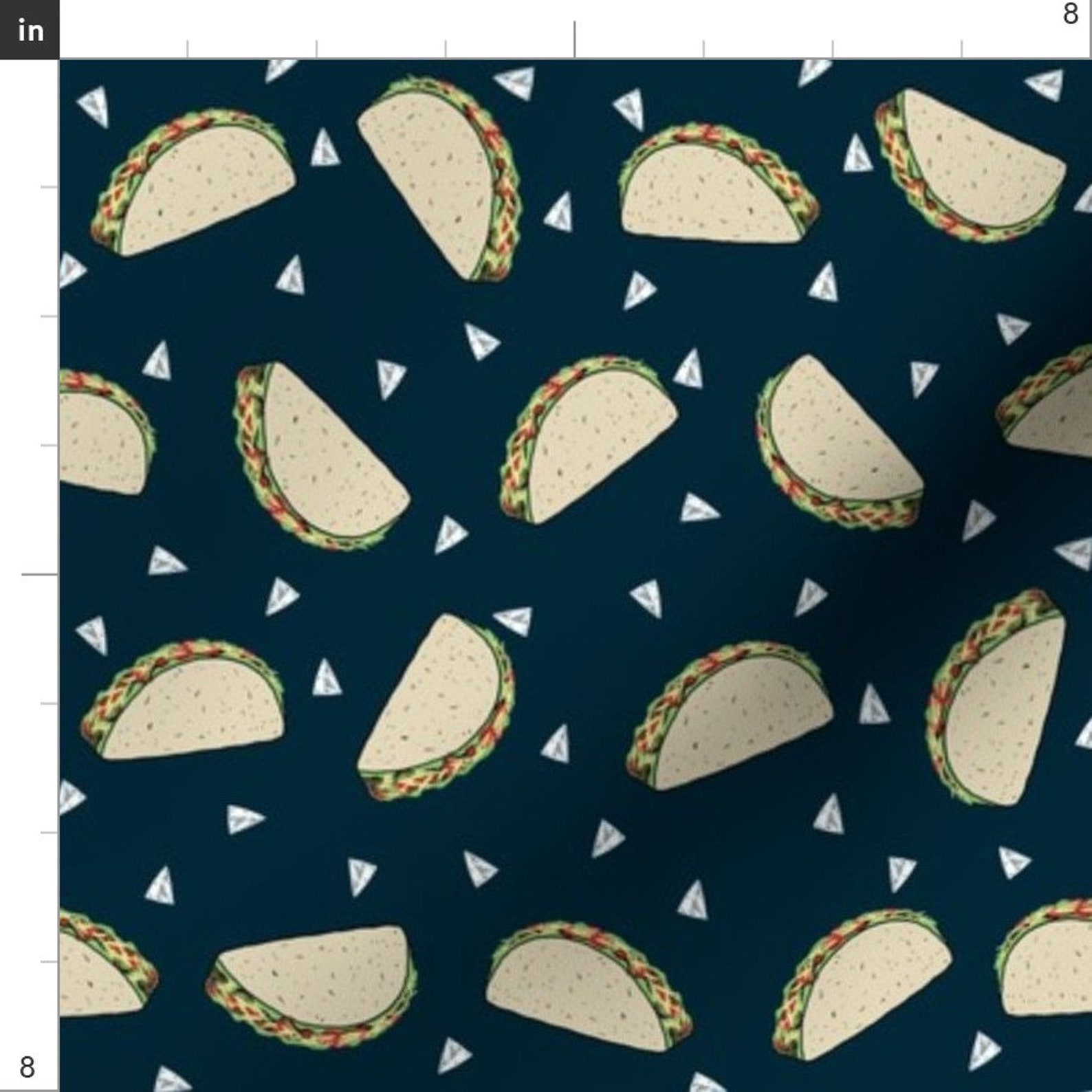 Hard Taco Fabric Geometric Triangles Mexican Food Pattern | Etsy