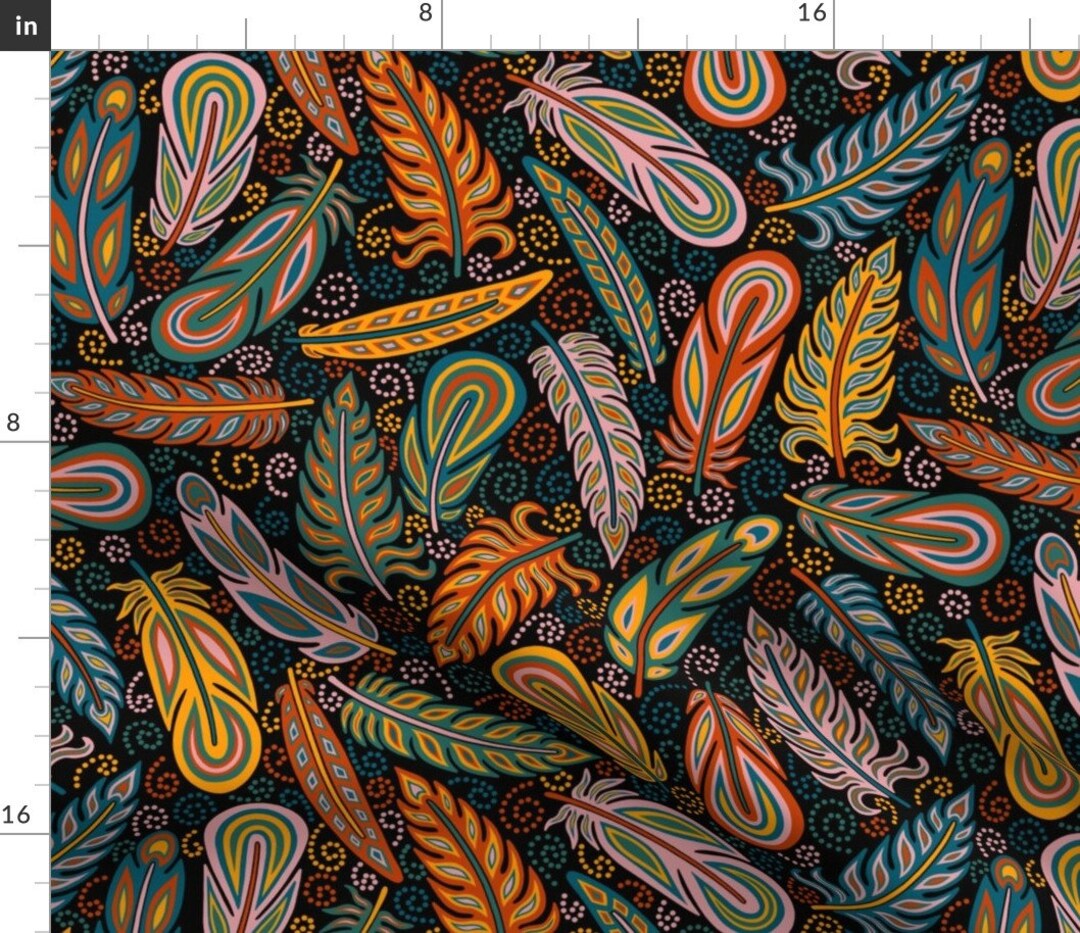 Patterned Fall Feathers Design Fabric Fabulous Feathers by ...