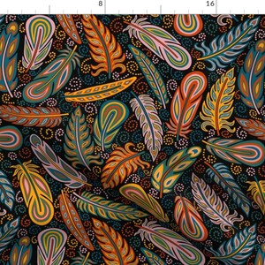 Patterned Fall Feathers Design Fabric Fabulous Feathers by ...