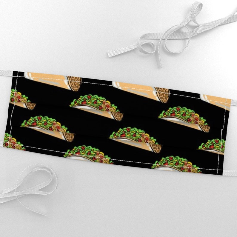 Taco Fabric Tiny Tacos on Black by Tarareed Taco Cotton | Etsy
