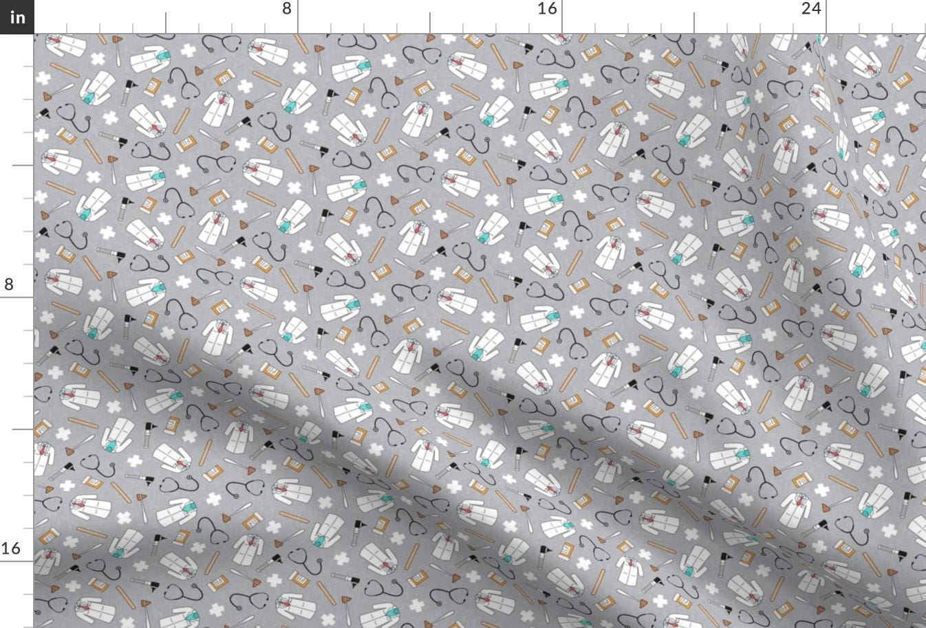 Nursing Fabric - Doctor/medical by Littlearrowdesign - Gray Blue White ...