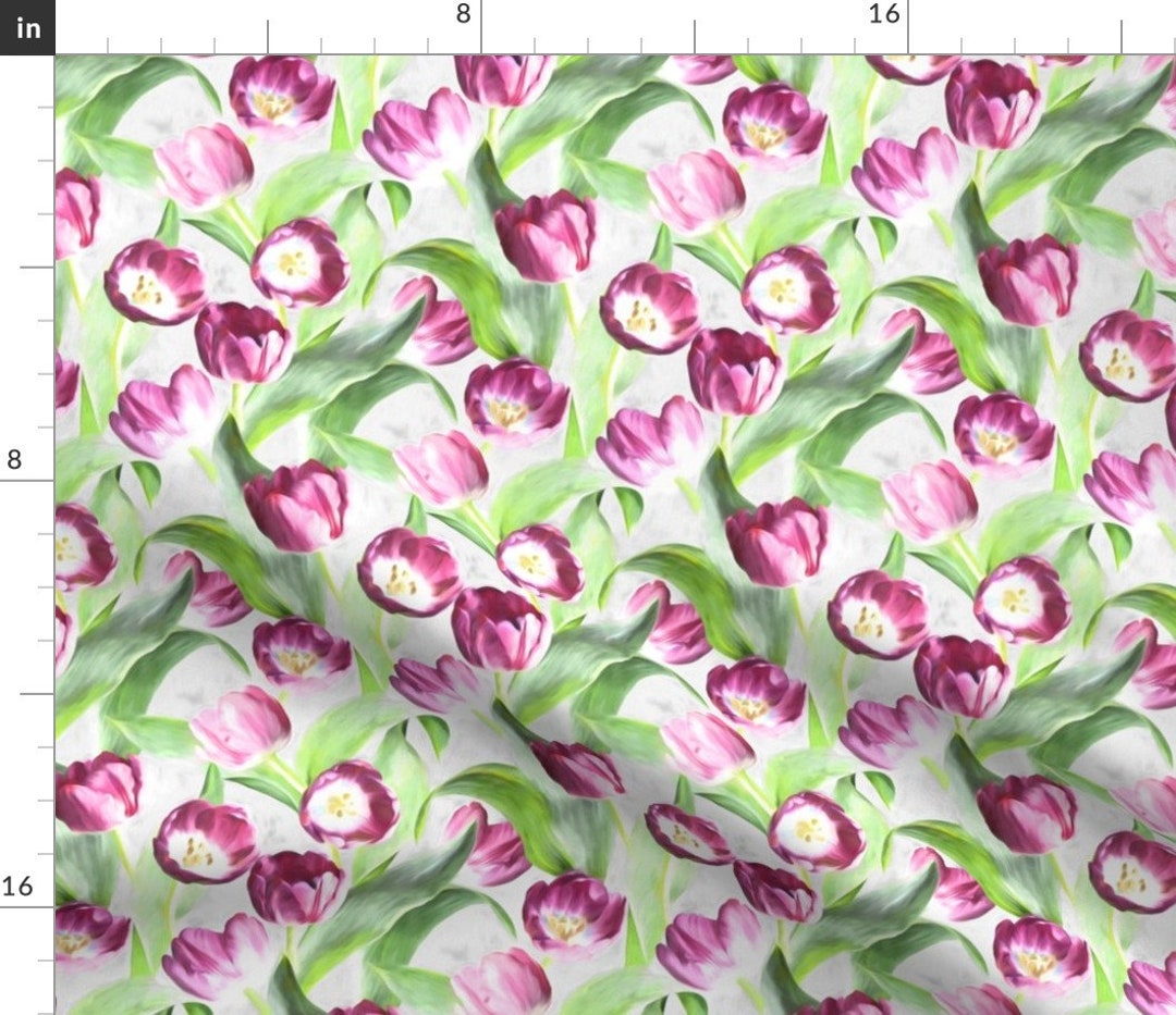 Tulip Fabric Mother's Day Painted Tulips on Grey by Micklyn Tulip ...