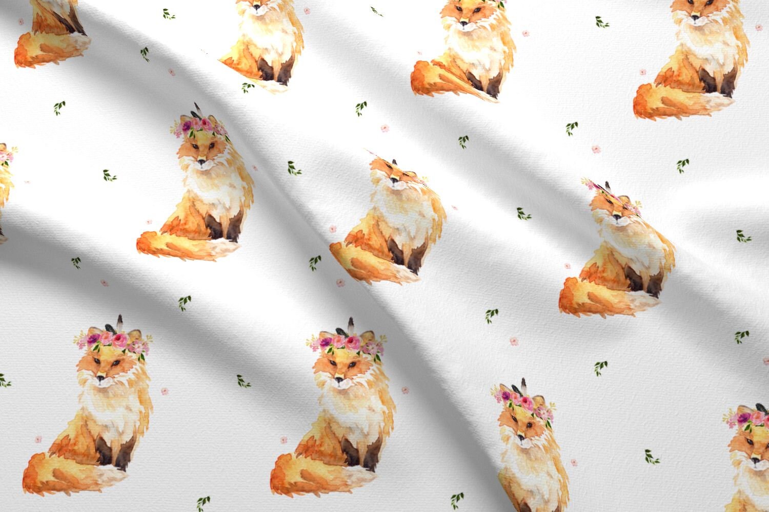 Boho Fox Fabric Floral Fox / Wild One By Shopcabin Orange | Etsy