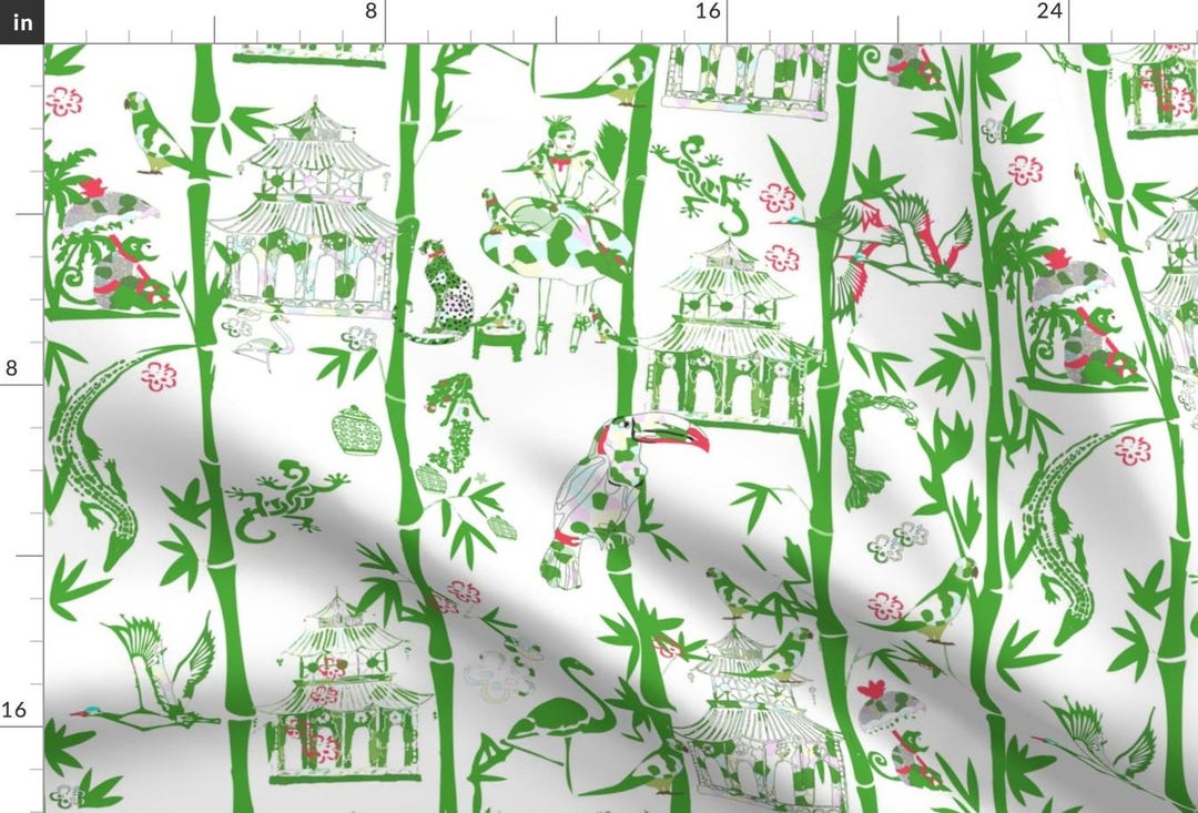 Chinoiserie Fabric - Palm Beach Garden Chinoiserie by Bitter&jaded ...