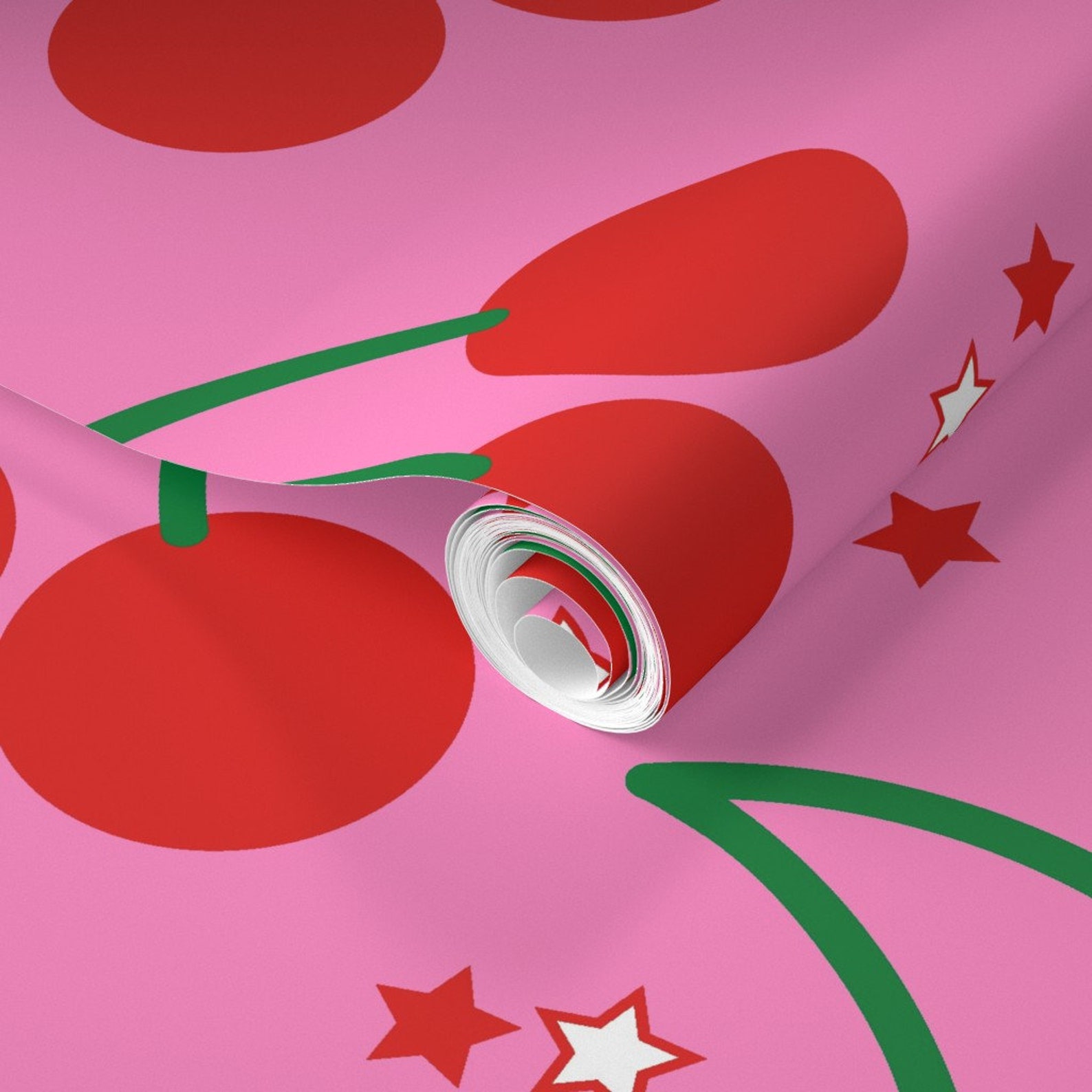 Pink Wallpaper Cherry Bomb by Circa78designs Pink Cherries - Etsy