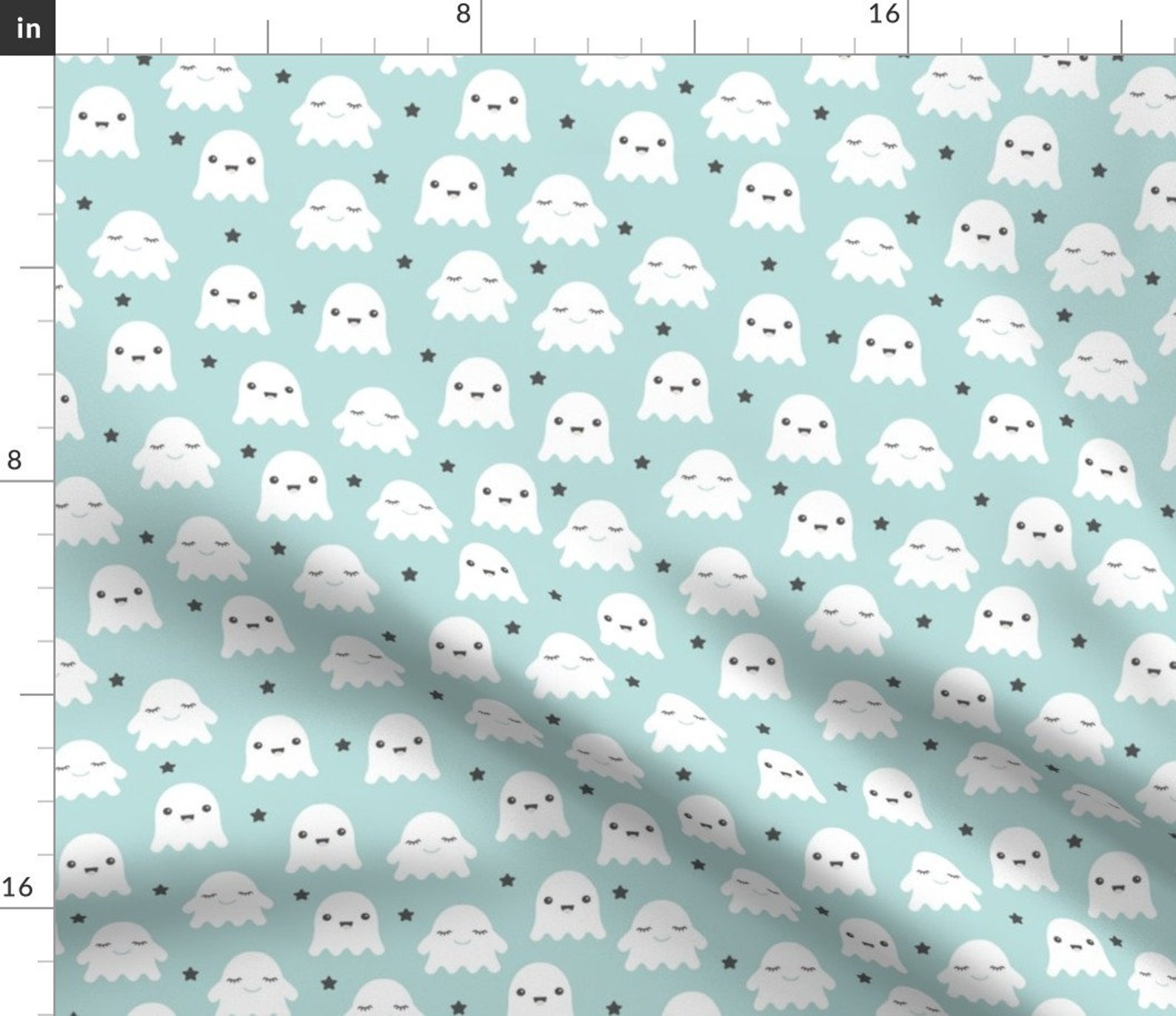 Cute Ghosts Fabric Kawaii Love Ghosts and Stars Halloween by | Etsy