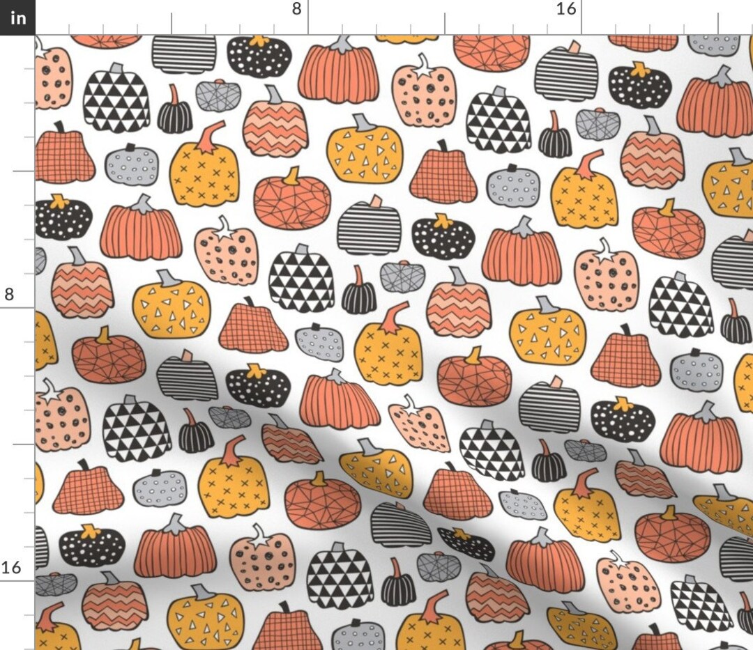 Pumpkin Fabric Geometric Pumpkin Fall Halloween in Black - Etsy