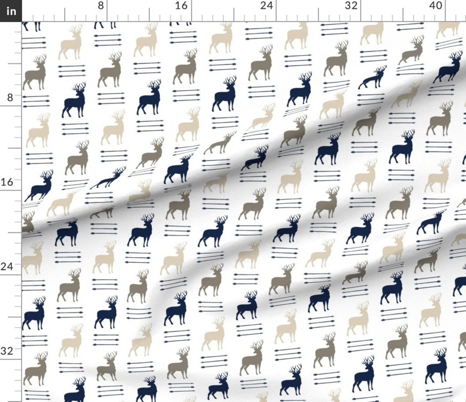 Stags Hunt Fabric Multi Buck and Arrow Stack Rustic Woods by | Etsy