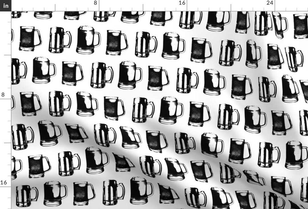 Beer Fabric - Beer Mugs - Large by Thin Line Textiles - Beer Pint Drink ...