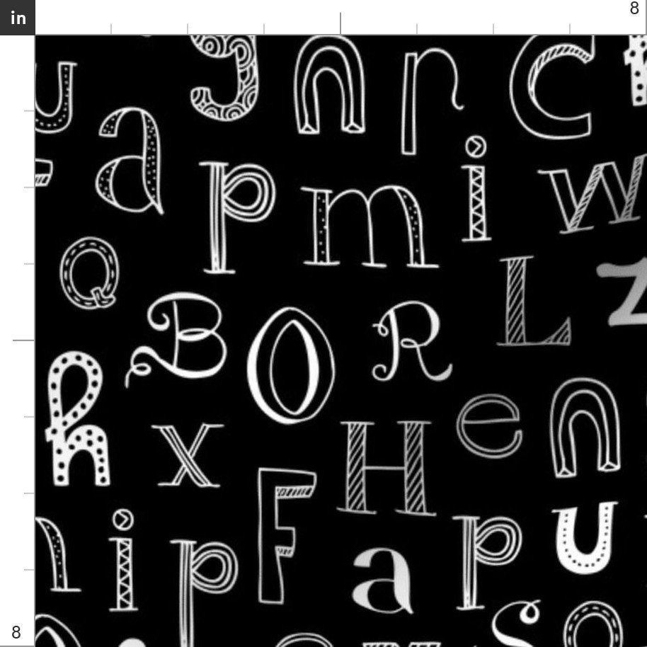 Abcs Fabric Cool Kids Alphabet Back to School Letters Black | Etsy