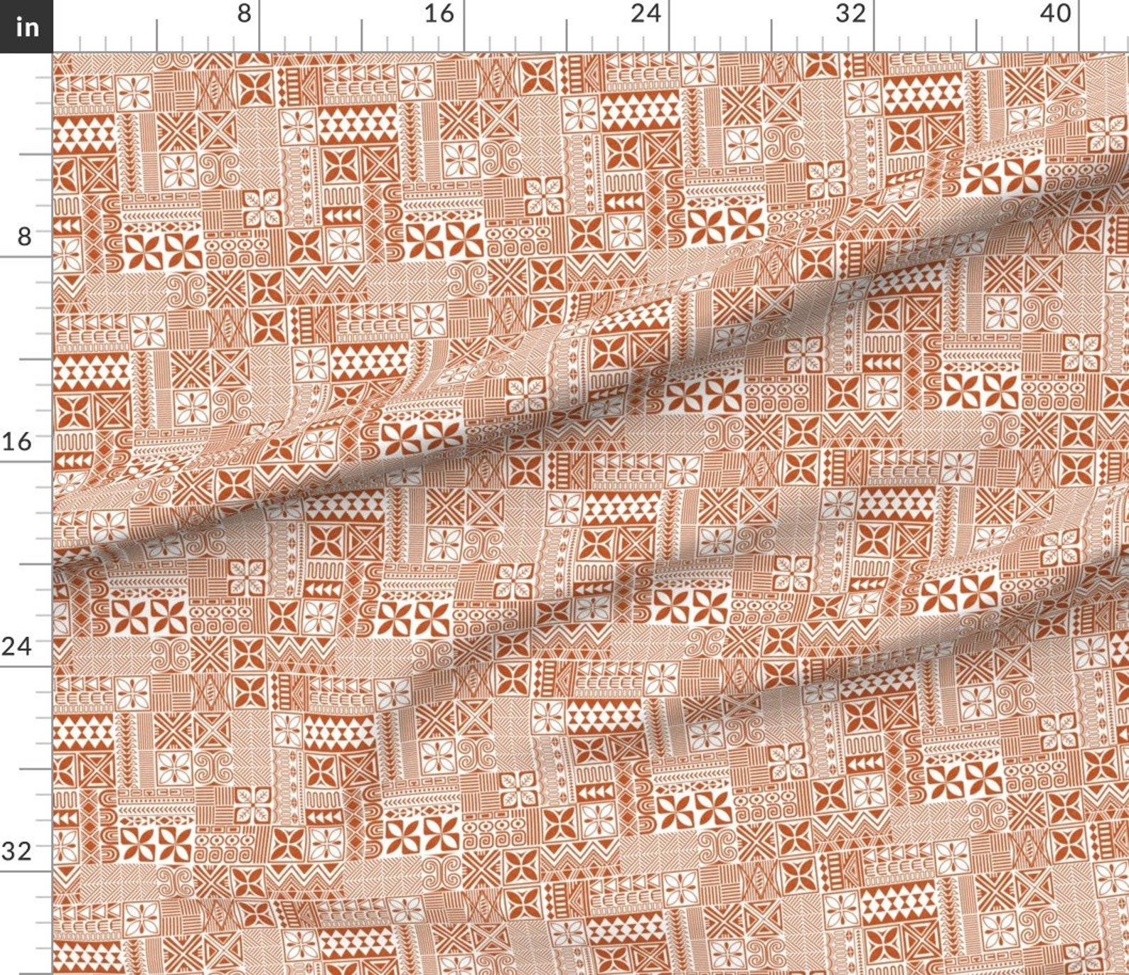 Tapa Orange Square Pattern Geometric Shapes Fabric Tapa Kapa - Etsy
