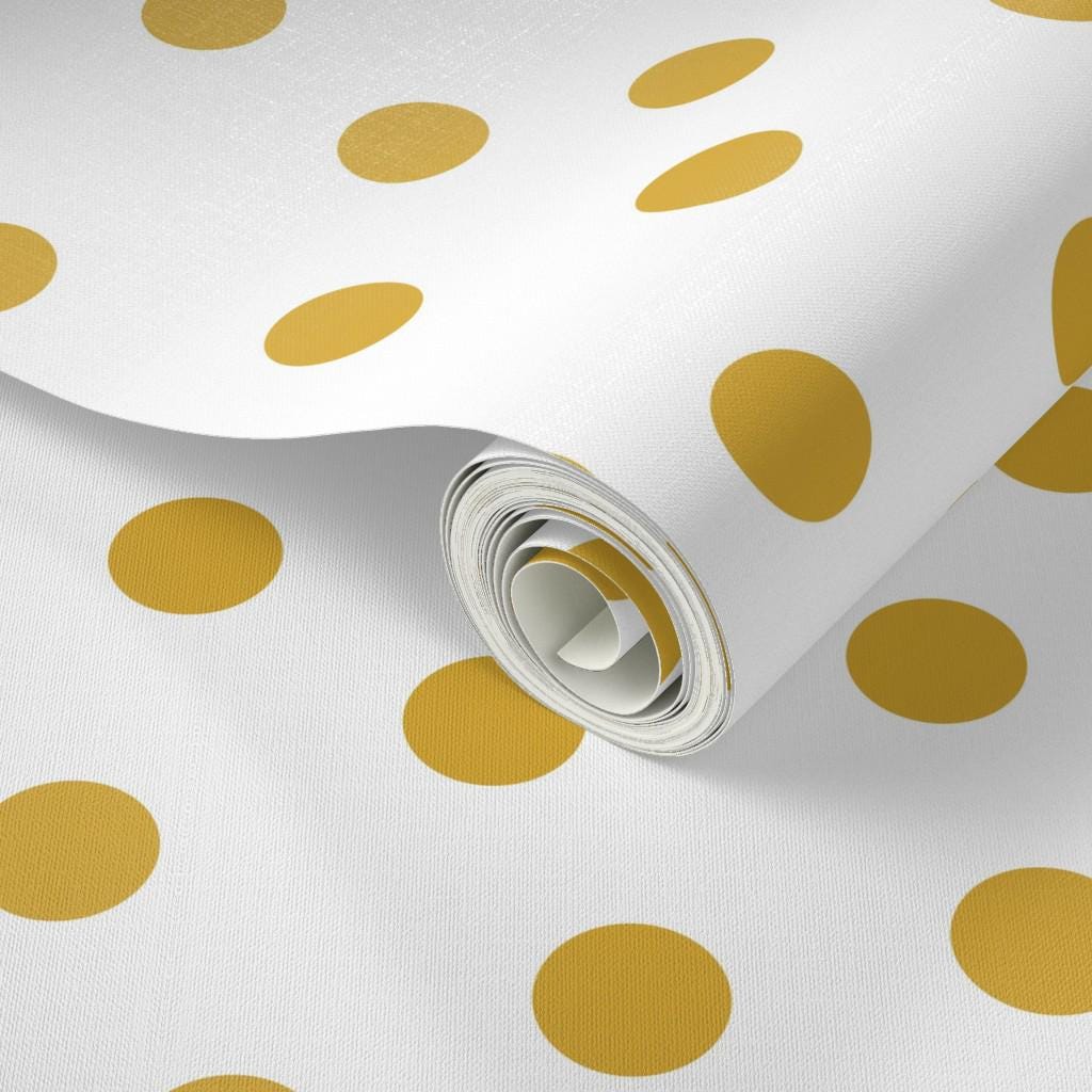 Modern Wallpaper - Polka Dot Scatter Mustard by Littlearrowdesign- Boho ...