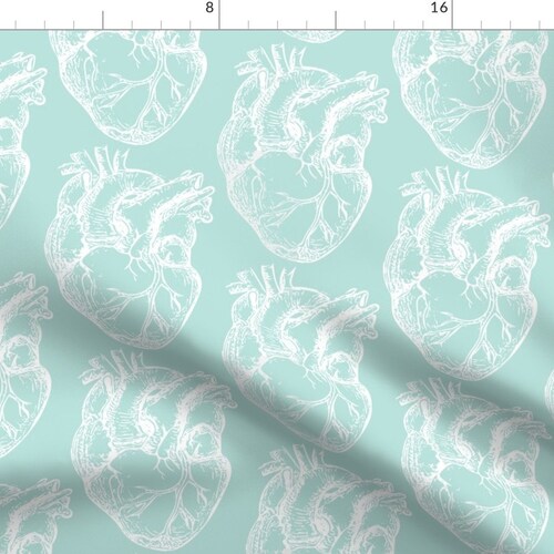 Heart Fabric Hearts Anatomical on Soft Gray by | Etsy