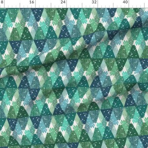 Mountain Fabric - Alpine Wilderness Snowy Mountain Peaks Geometric ...