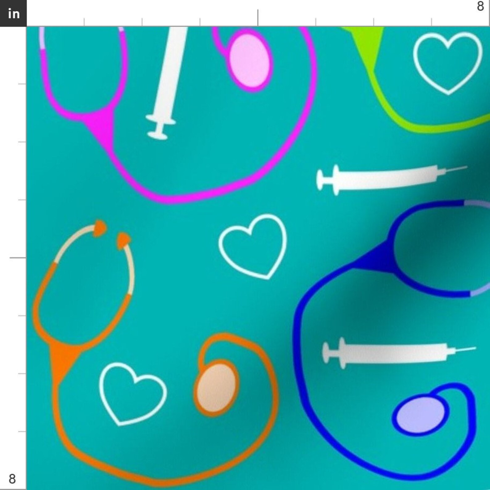 Medical Theme Fabric Nurse Medical Theme Teal by Hot4tees - Etsy
