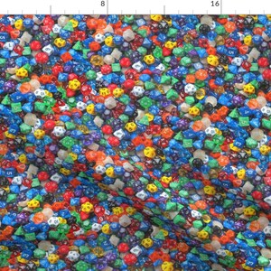 Polyhedron Dice Fabric A Sea of Dice by Weavingmajor Board Games Cotton ...