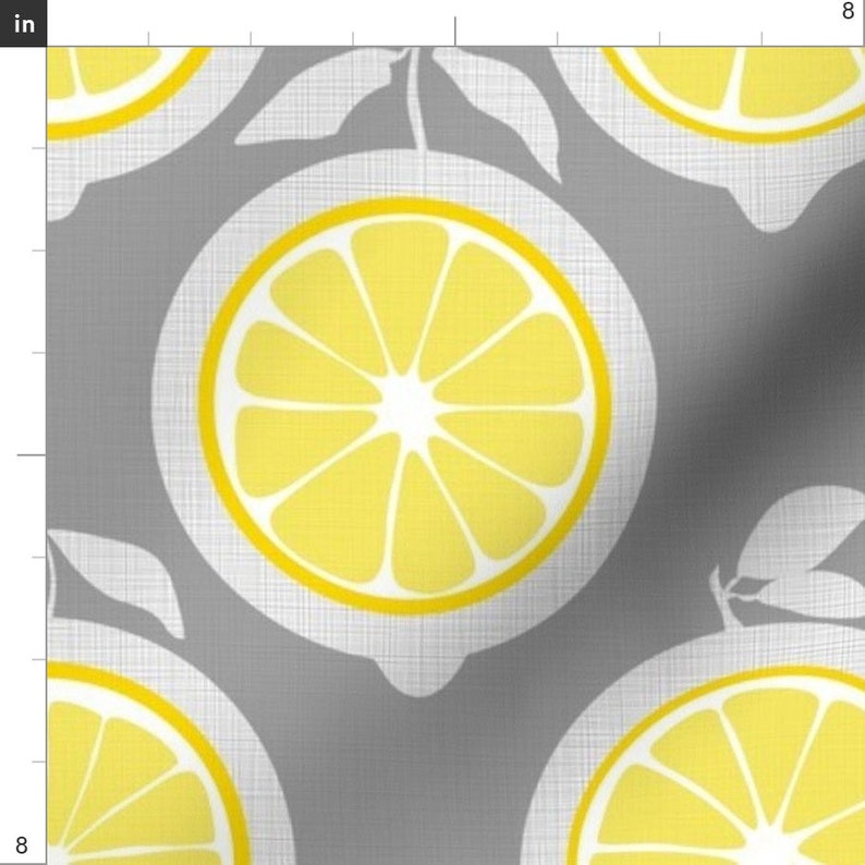 Lemon Slice Fabric Julie's Yellow Lemon Grid M by | Etsy
