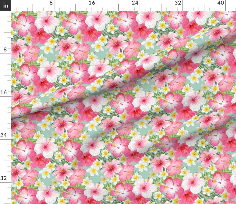 Hibiscus Fabric Tropical Flora by Sandityche Tropical - Etsy