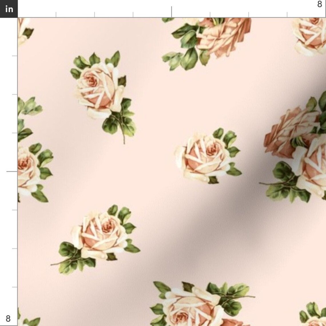 Rose Fabric Vintage Tea Roses in Pink by Shopcabin Boho | Etsy
