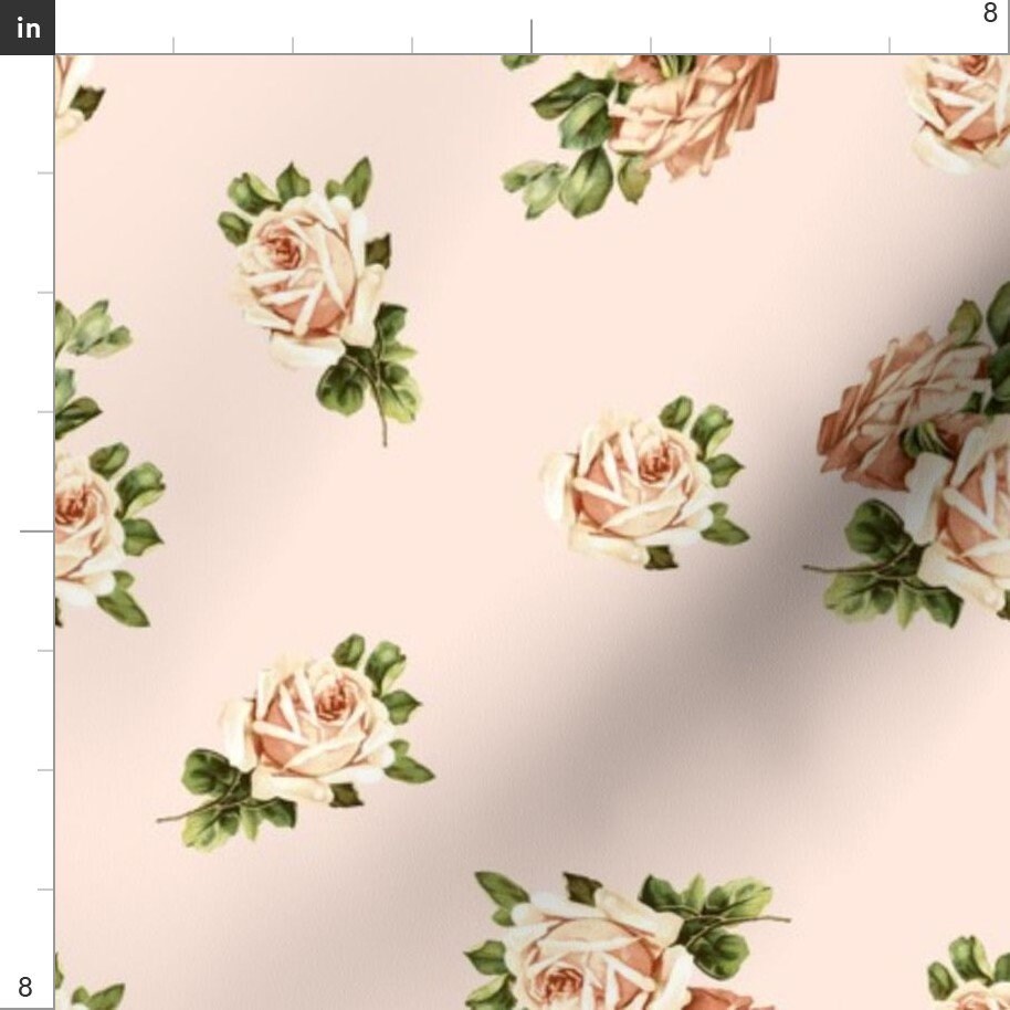 Rose Fabric Vintage Tea Roses in Pink by Shopcabin Boho - Etsy