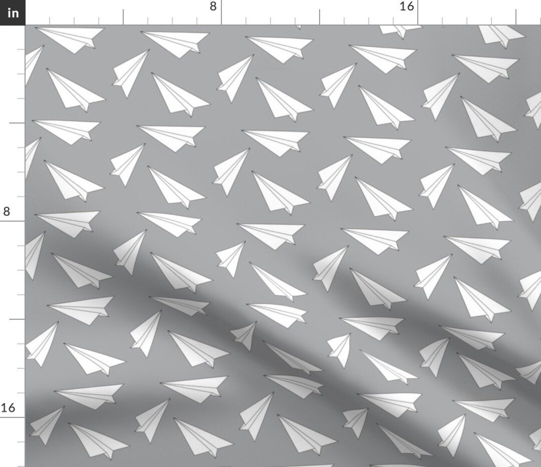 Gray Airplanes Fabric Paper Planes Grey by Elvelyckan Kids - Etsy