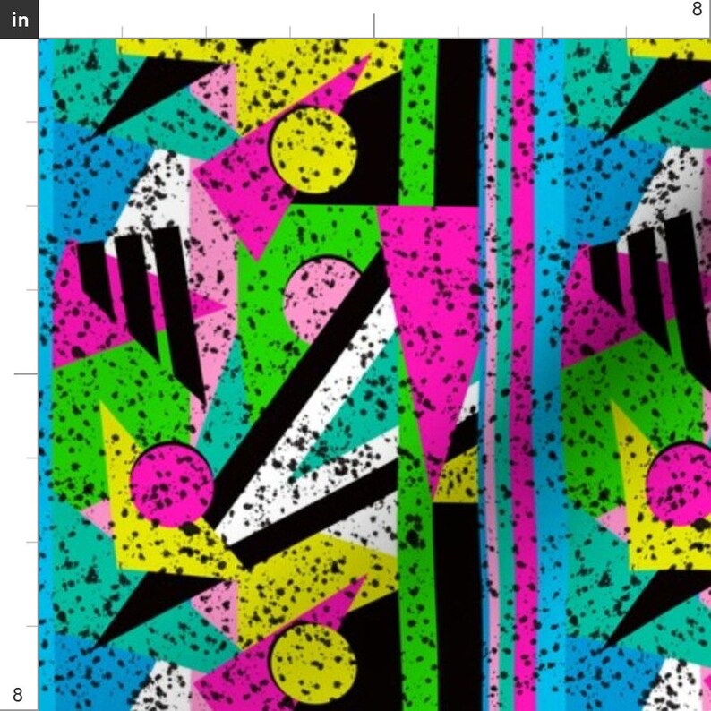 80s Retro Geometric Triangles Fabric 80'S Shape Splatter - Etsy