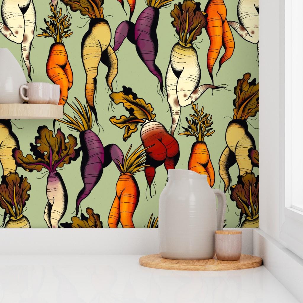 Carrot Butts Removable Peel and Stick Wallpaper - Whimsical Cute ...