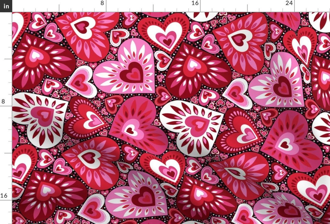 Valentine's Day Hearts Fabric - Hearts Galore by Willowbirdstudio ...