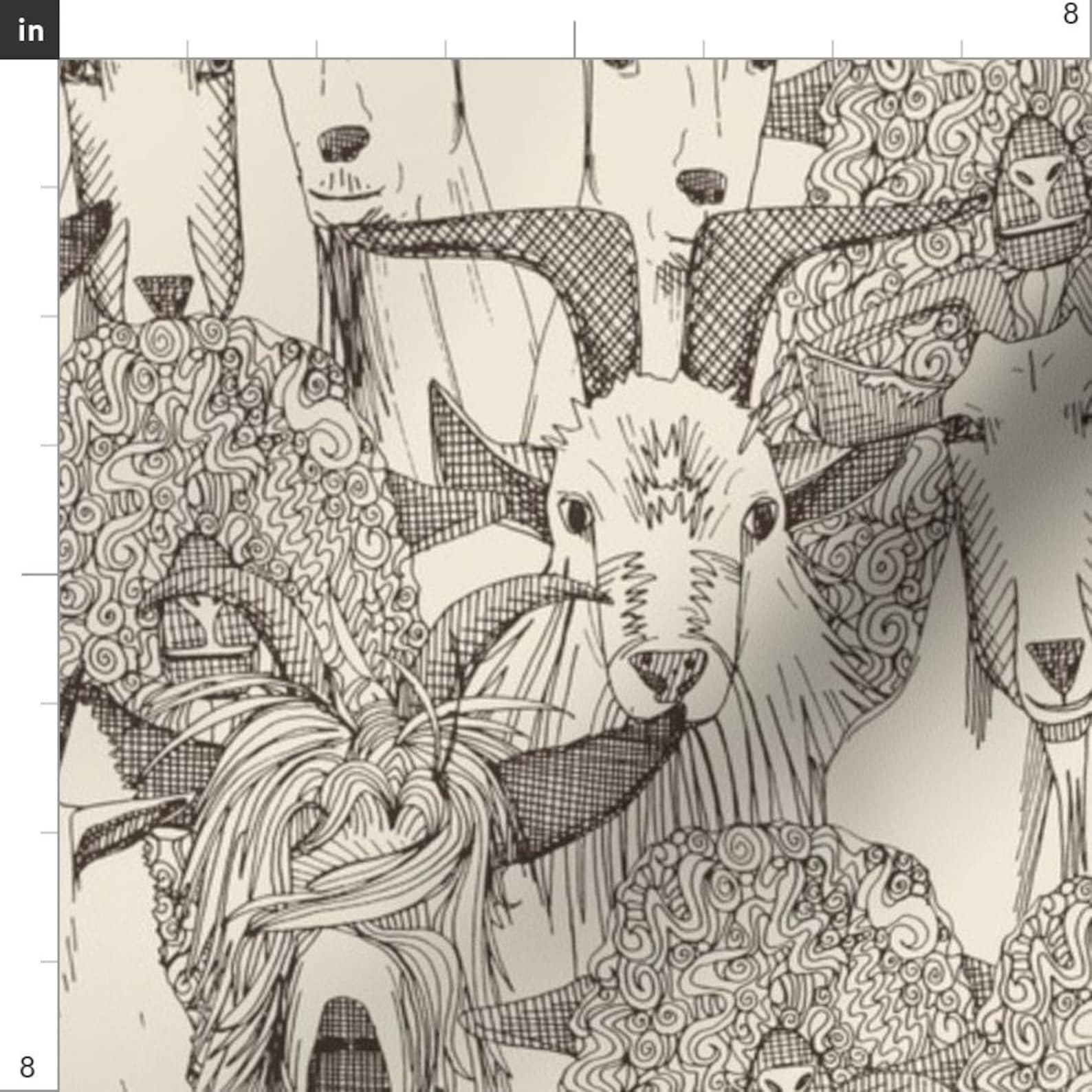 Goat Fabric Just Goats Natural By Scrummy Hand Drawing Kid | Etsy