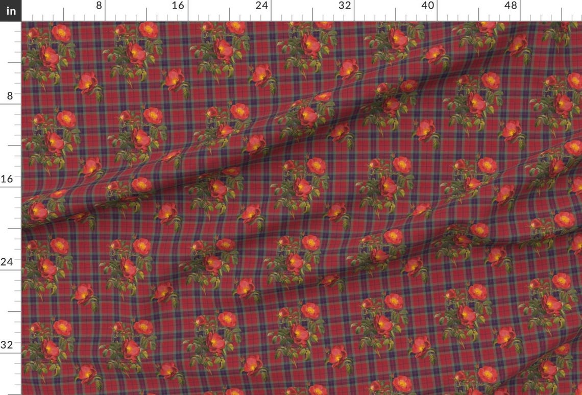 Tartan Fabric - Bonny Lass of Fraser by Lilyoake - Tartan Rose Plaid ...