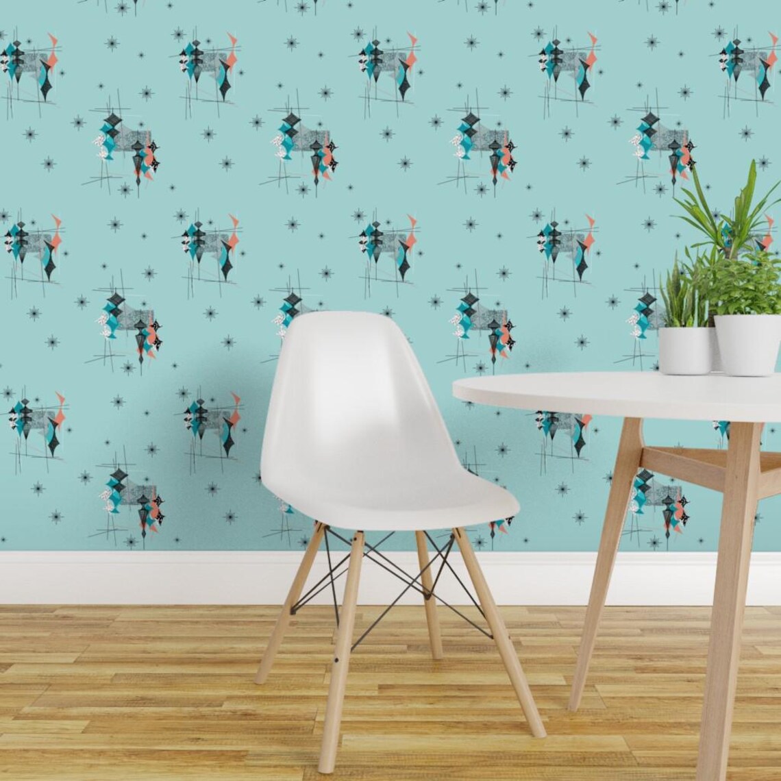 Atomic Wallpaper - Diamond Aqua Salmon Turquoise by Tonyanewton - Mcm ...