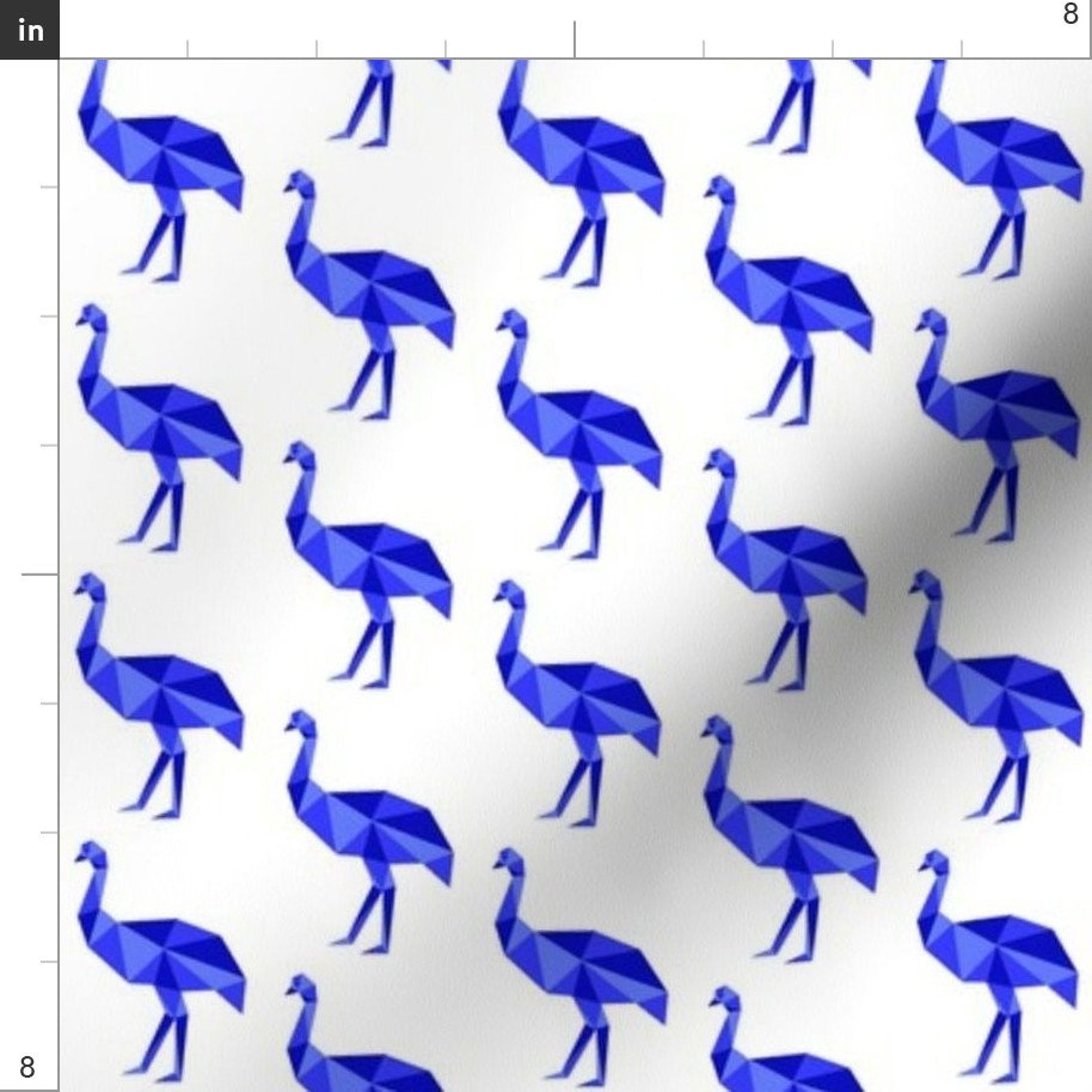 Geometric Emu Fabric Emu by Hexo Geometric Blue Watercolor - Etsy