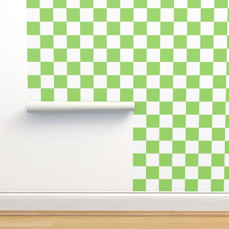 80s Checkered Removable Peel and Stick Wallpaper - Lime Green Neon ...