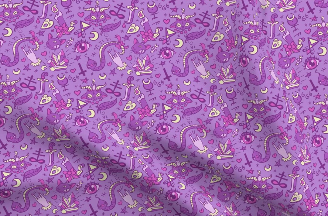 Occult Fabric Cute Occult in Purple by Pinkindetroit Magic Goth Witch ...