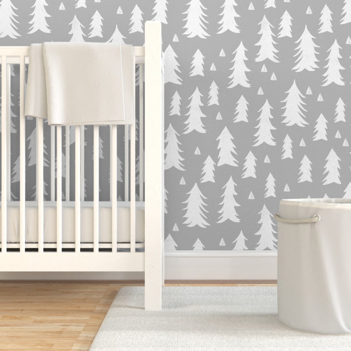 Tree Wallpaper Trees Grey Forest Simple Minimal by Andrea - Etsy