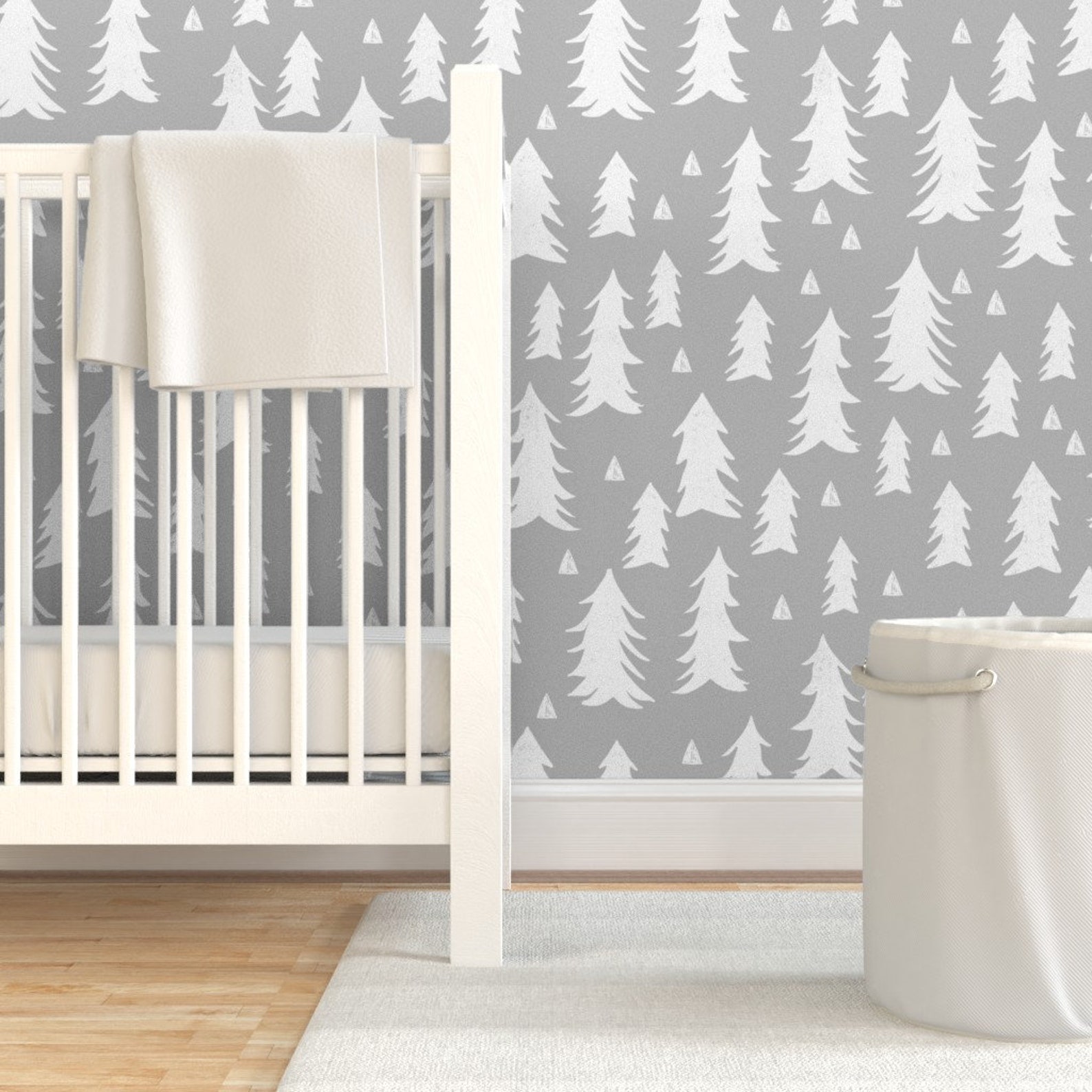 Tree Wallpaper Trees Grey Forest Simple Minimal by Andrea - Etsy