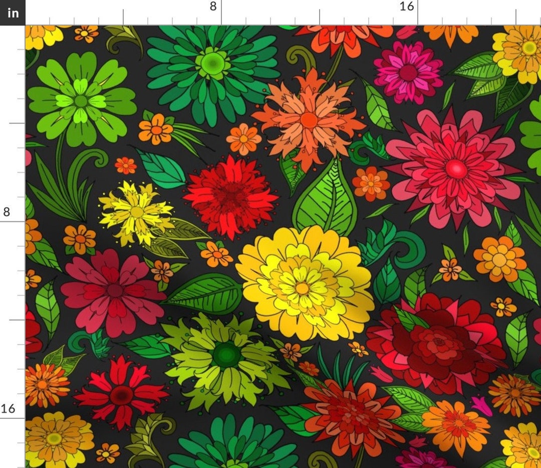 Groovy Florals Fabric Groovy Garden 1977 by - Etsy