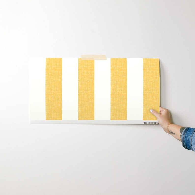 Lemon Yellow Stripe Removable Peel and Stick Wallpaper - Amalfi Pool ...