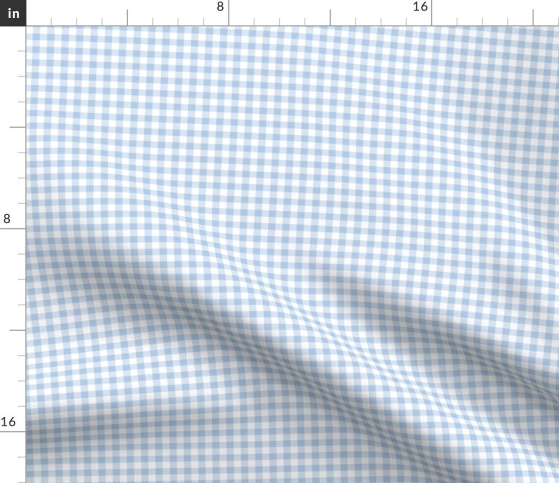 Blue Gingham Fabric Foggy Morning Pale Blue Gingham Check by - Etsy