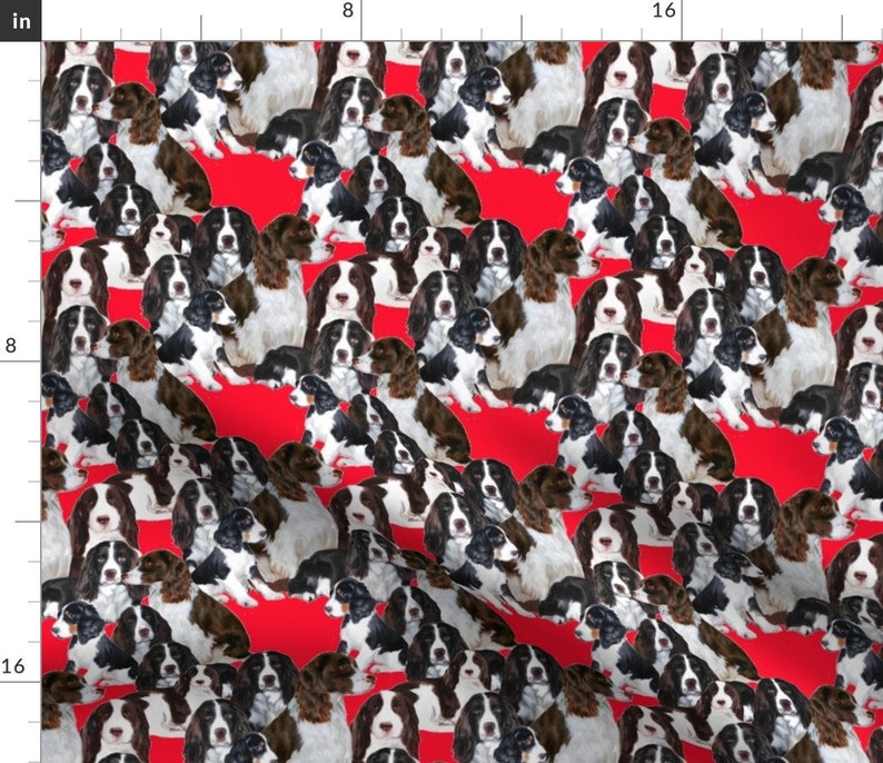 Spaniels on Red Fabric Springer Spaniel Mural Fabric by - Etsy