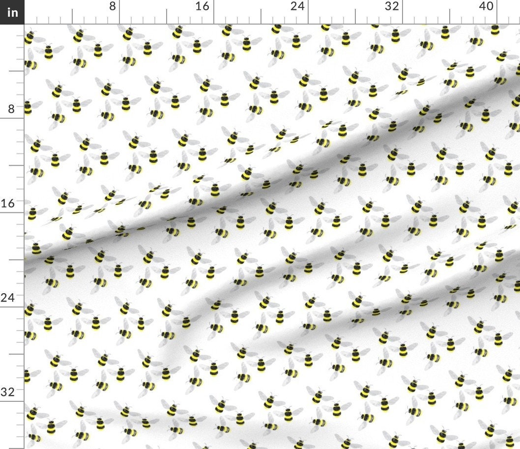 Spring Honey Bees Fabric Fuzzy Bumblebees by Owlandchickadee - Etsy