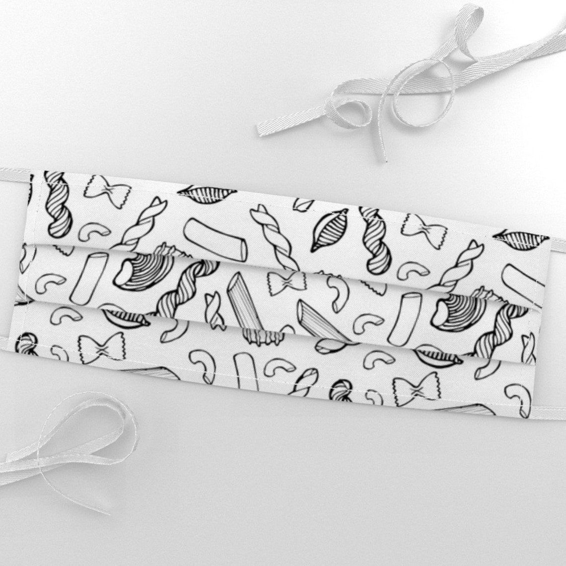 Pasta Party Fabric Pasta Shapes in Black and White by - Etsy