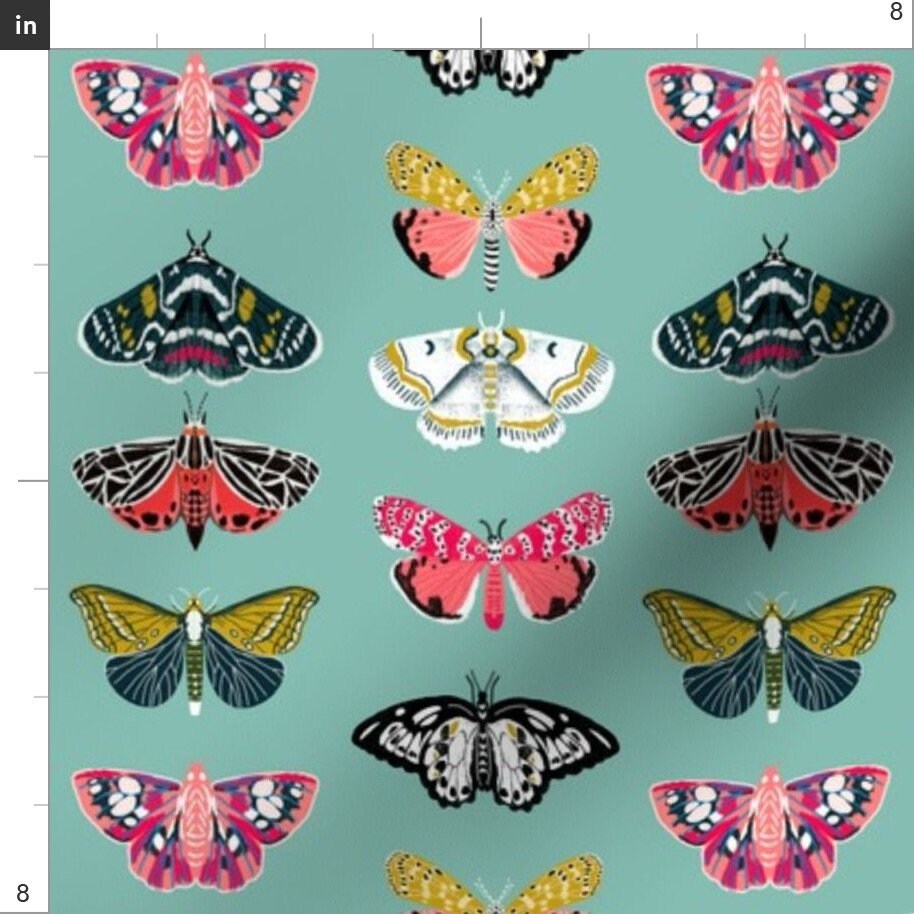 Moth Fabric Moths // Butterflies Moths Lepidoptery Insects - Etsy