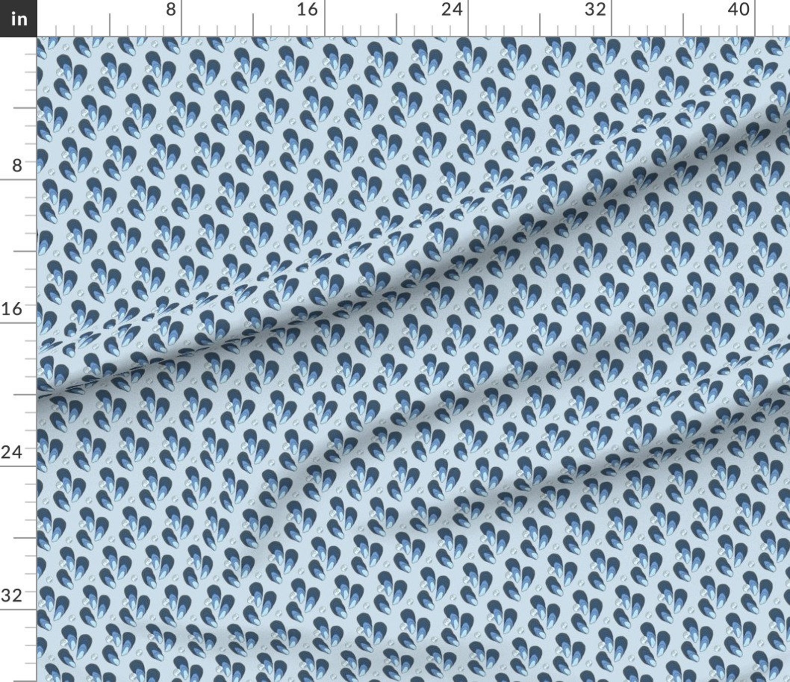 Blue Mussels Fabric Mussels by Emmakisstina Summer Shell - Etsy