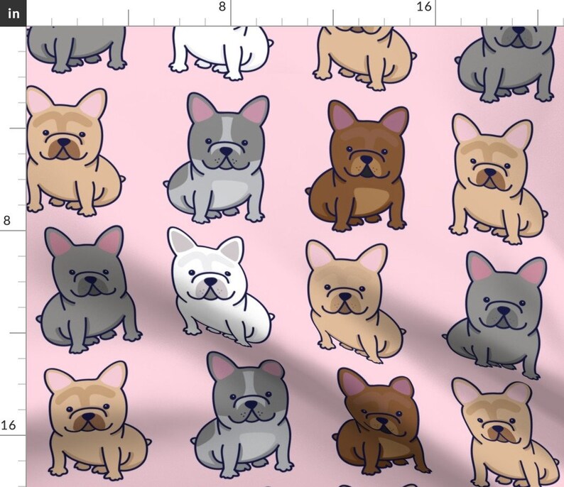 Frenchie Dog Fabric Frenchie Pattern Dog French Bulldog by - Etsy